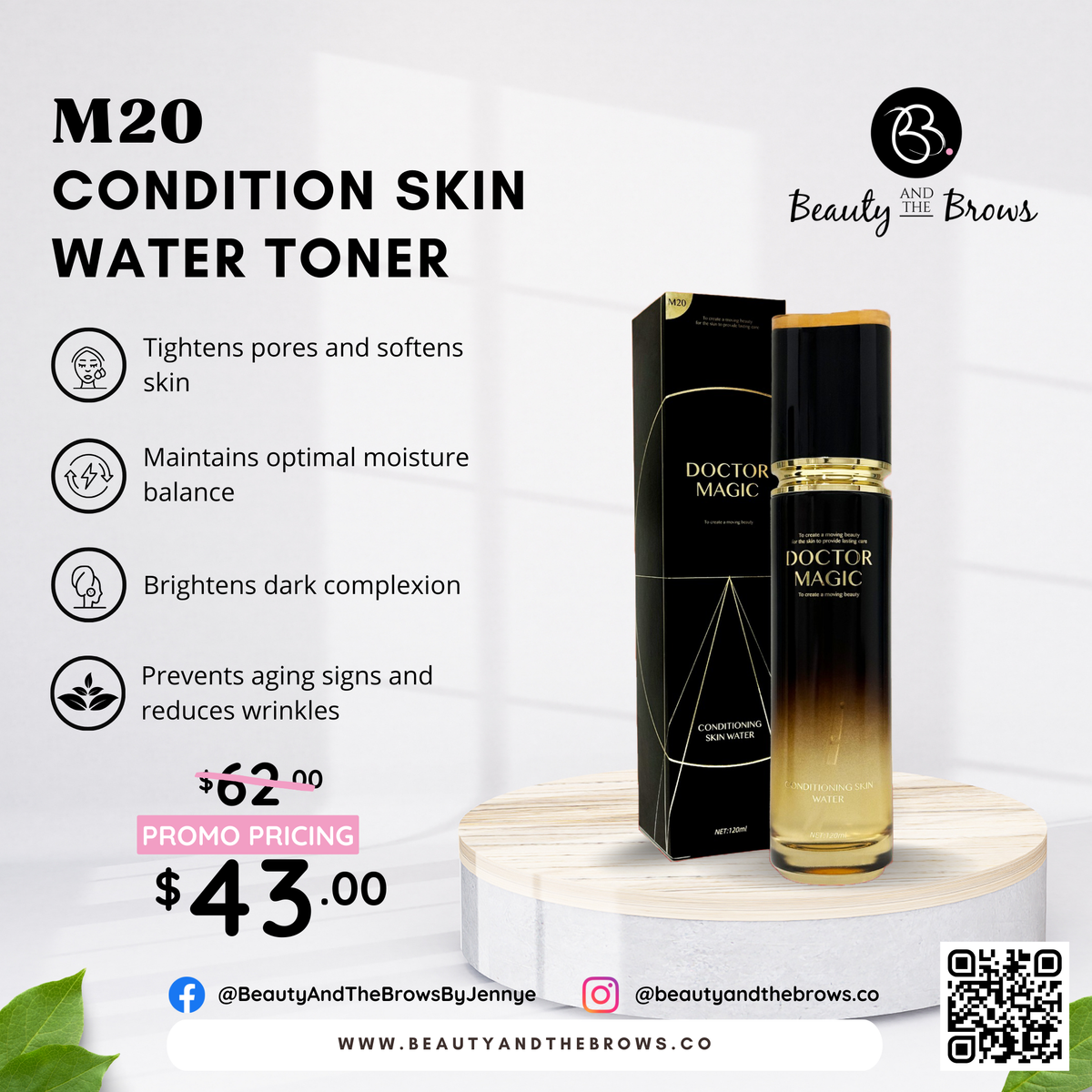 Doctor Magic M20 - Condition Skin Water Toner | Beauty and the Brows